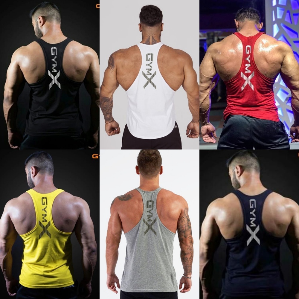 Jual SINGLET GYM X PRIA FITNESS SPORT WEAR COWOK BODYFIT ELASTIS KEREN ...