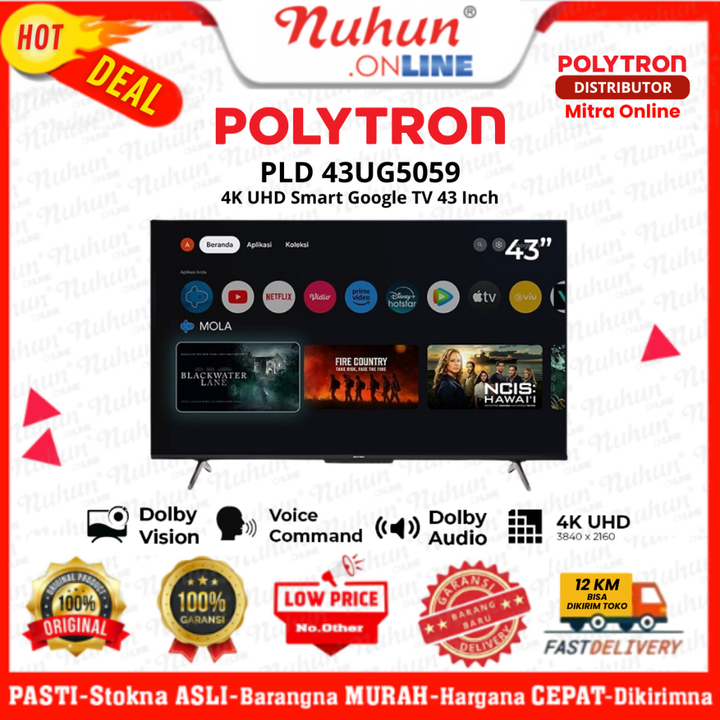 Jual Polytron 4K UHD Smart Google TV PLD 43UG5059 43 Inch | Shopee ...
