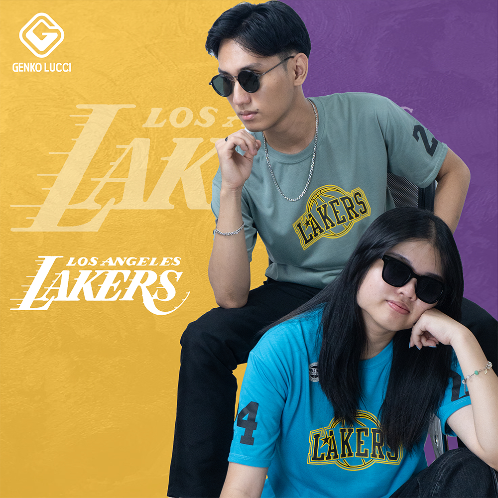 Jual [GENKO LUCCI] Kaos Unisex Lengan Pendek LAKERS | Kaos Oblong Pria & Wanita (OVERSIZED ...