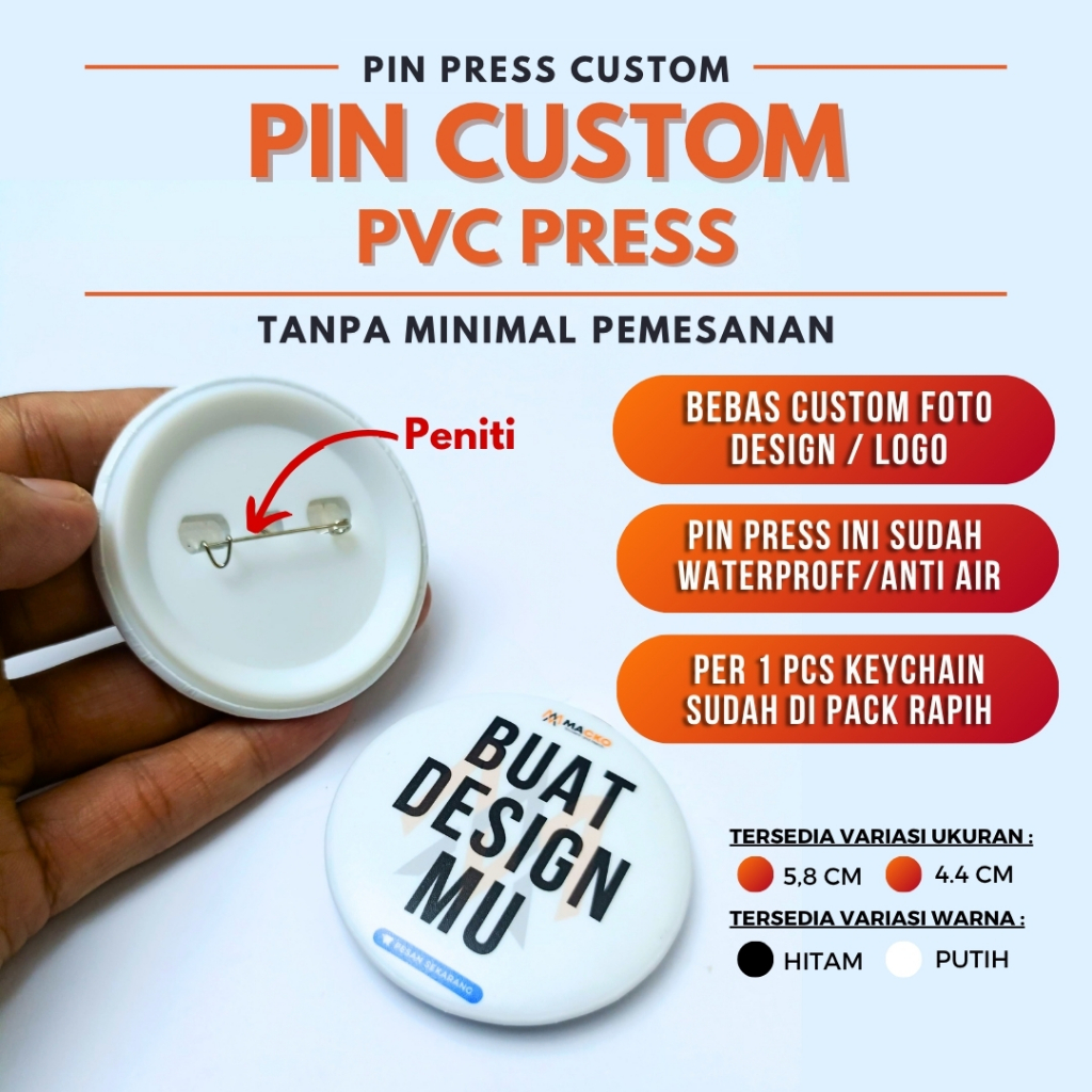 Jual Cetak PIN Custom Bebas Desain Nama / Logo / Foto | Cetak HD ...