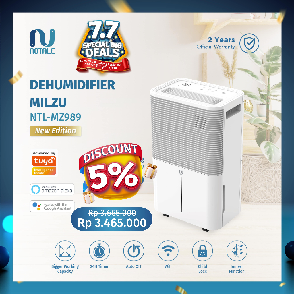 Jual Notale Milzu Dehumidifier Penyerap Lembab Ruangan Air Dehumidifier ...