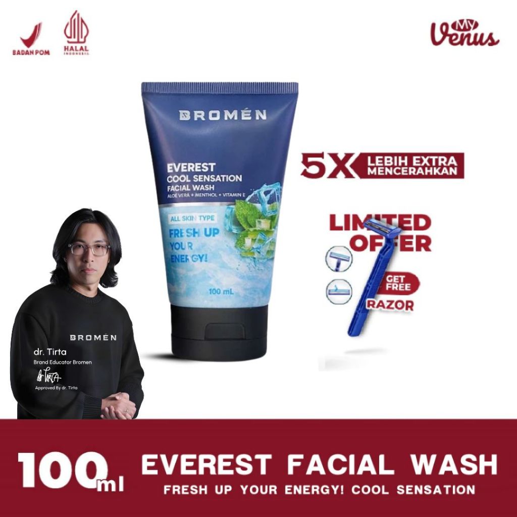 Jual BROMEN Everest Cool Sensation Facial Wash 100ml - Face Wash untuk ...