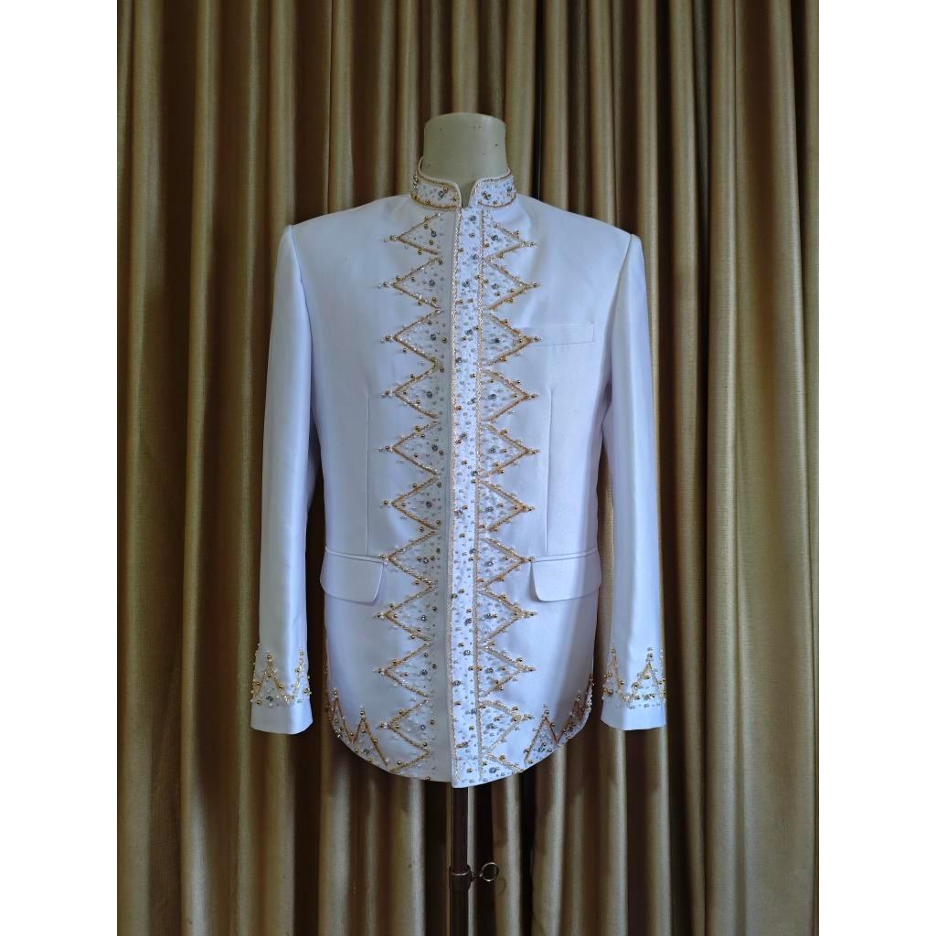 Jual Beskap Akad Putih Semiwool Beskap Bapa Basofi pengantin | Shopee ...