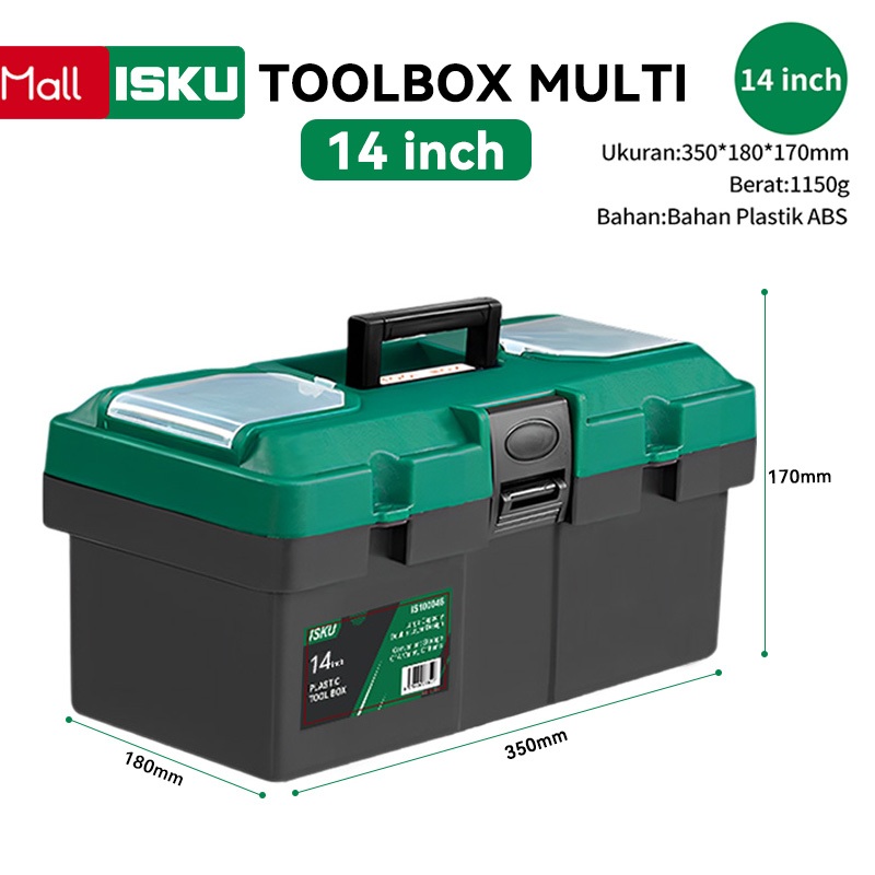 Jual ISKU Tool Box 14 Inch Ukuran 36*19*18cm Tahan Lama Kotak Perkakas ...