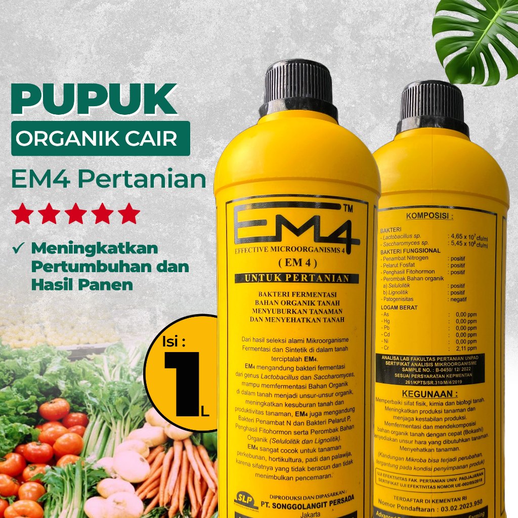Jual EM4 Pertanian Pupuk Organik Cair Mikro Organisme Tanaman 1 Liter ...