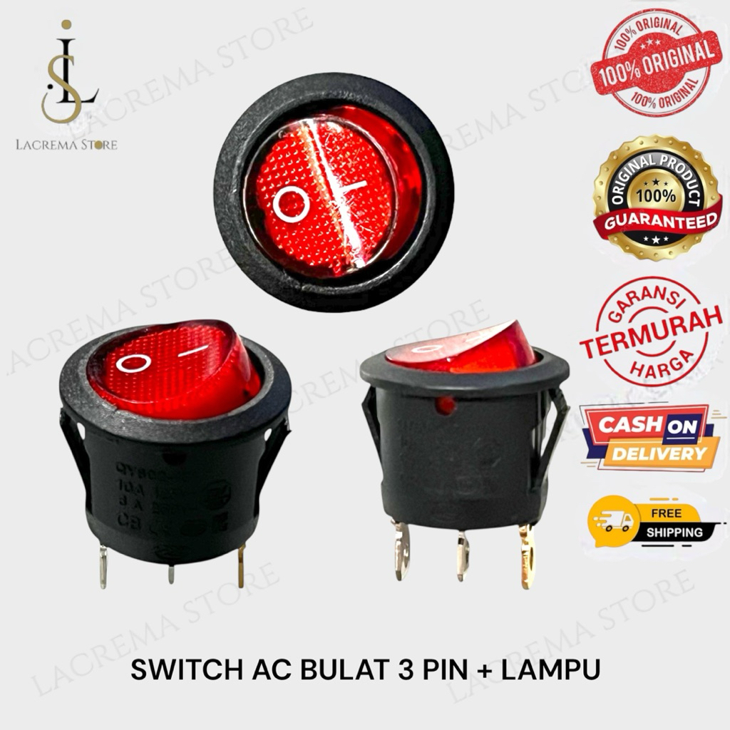 Jual ROCKER SWITCH AC + LAMPU BULAT / SAKLAR SWITCH 3 PIN ON OFF ...