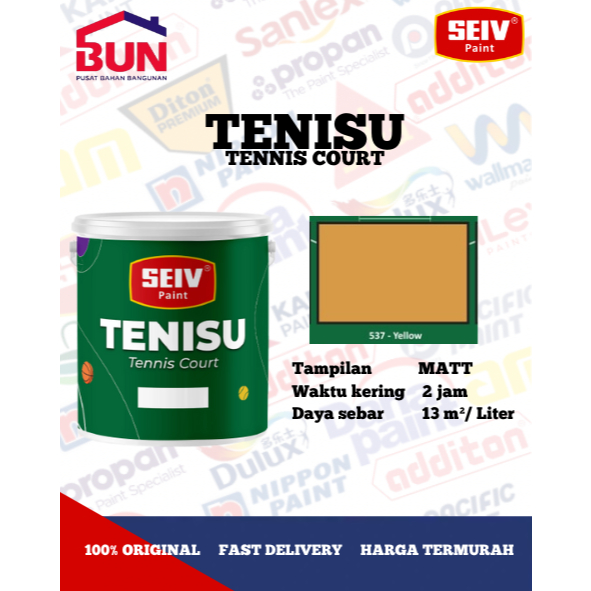 Jual SEIV Tennis Court Kemasan 5Kg/Set (Cat 4,5Kg + Pasir 0,5Kg ...