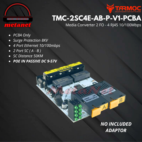 Jual Tarmoc TMC-2SC4E-AB-P-V1-PCBA | Media Converter Switch 2FO 4LAN / 2 FO 4 LAN 10/100Mbps POE ...