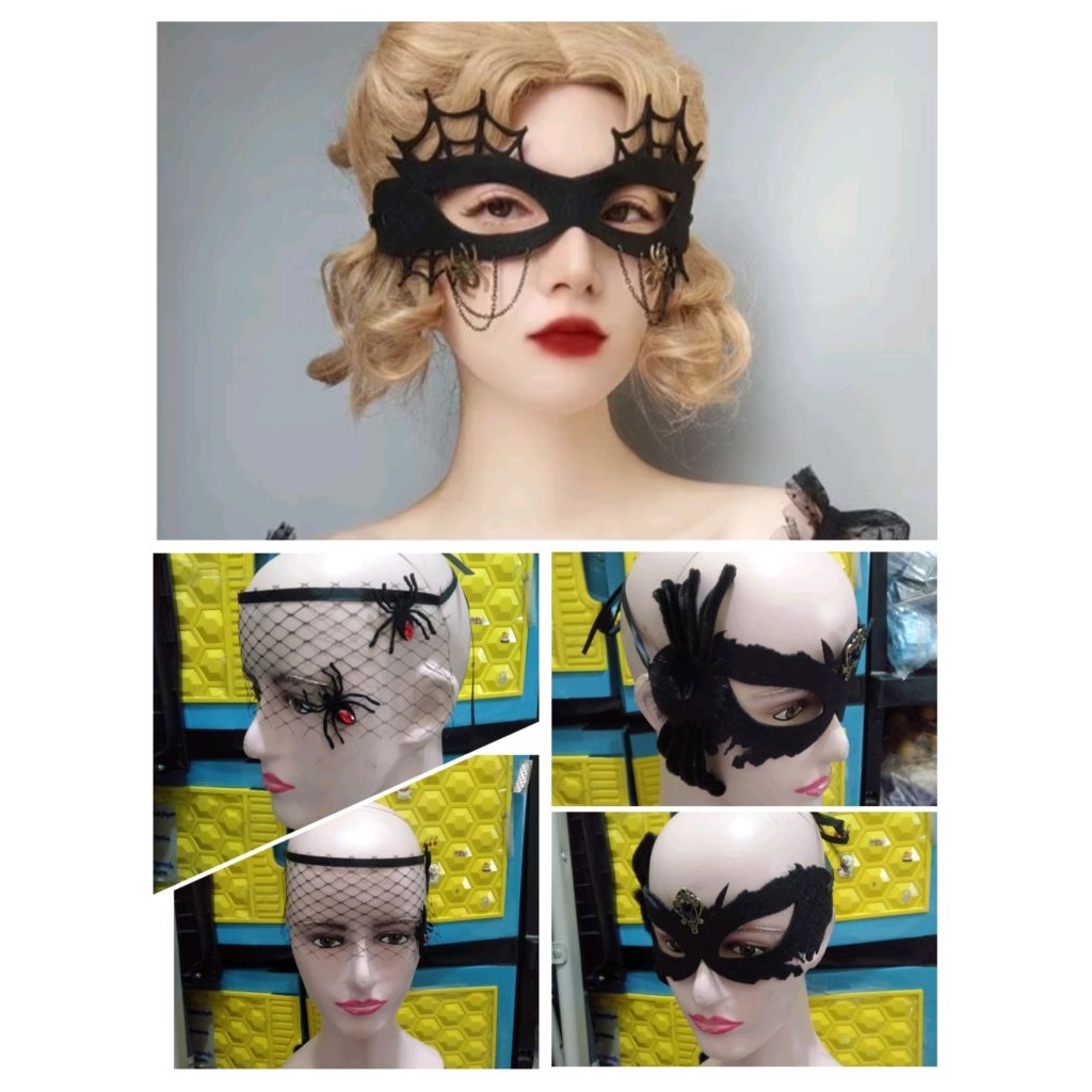 Jual Topeng Tema Halloween Bentuk LabaLaba Topeng Hitam Pesta Kostum ...