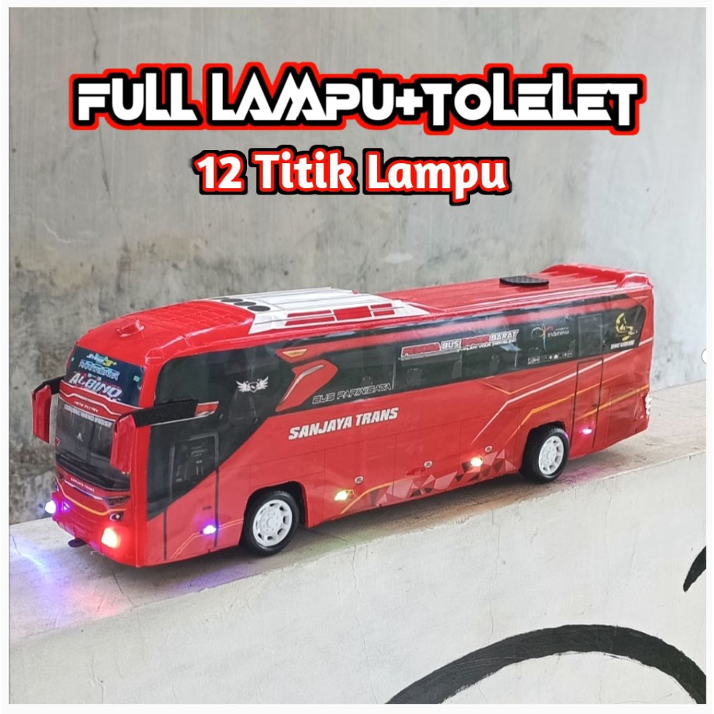 Jual Miniatur bus tolelet basuri Sanjaya trans Albino full lampu ...