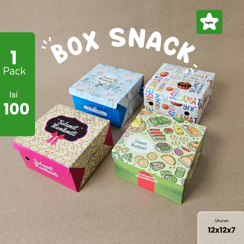 Jual 100 pcs / 12x12 / Box Snack / Dus Snack / Dus kue / 250gr Dulex ...