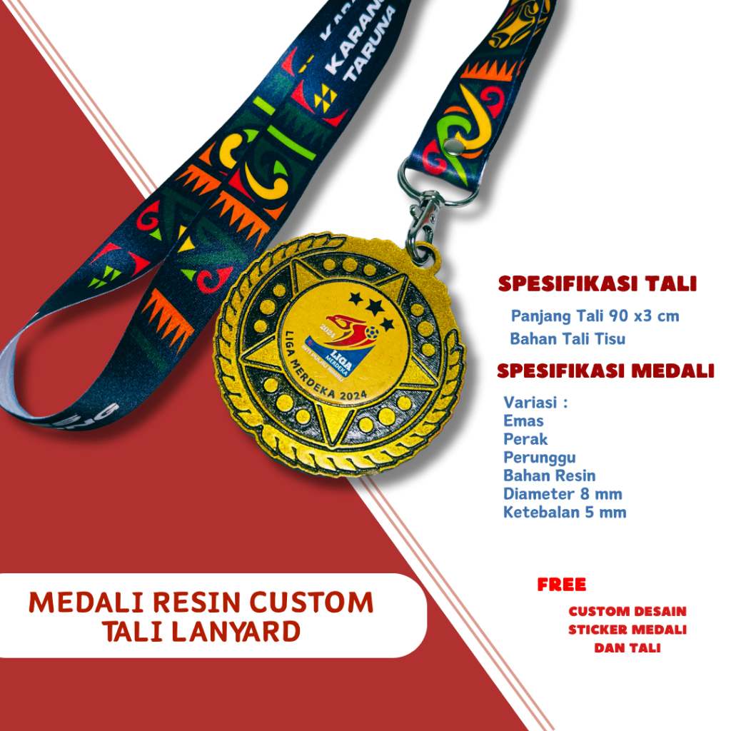 Jual Medali Resin Custom Tali Lanyard Emas Perak Perunggu Hadiah Lomba ...