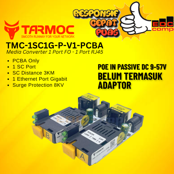 Jual Tarmoc TMC-1SC1G-P-V1-PCBA | Media Converter 1FO 1LAN / 1 FO 1 LAN Gigabit POE IN 9-57 Volt ...
