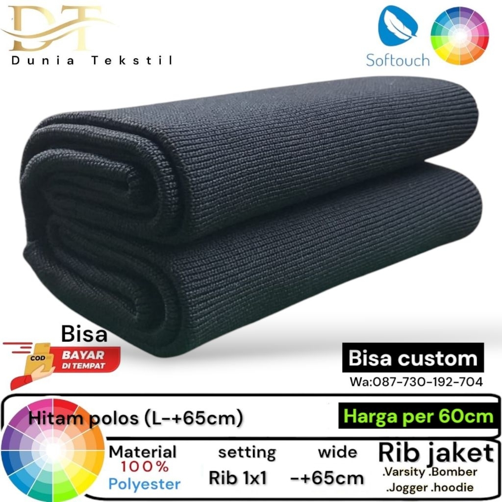 Jual Rib bur premium warna hitam polos Polyester termurah | Shopee ...
