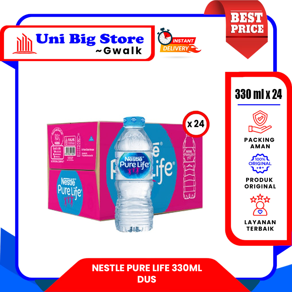 Jual NESTLE PURE LIFE AIR MINERAL BOTOL DUS - (330 ml x 24 pcs) | Shopee Indonesia