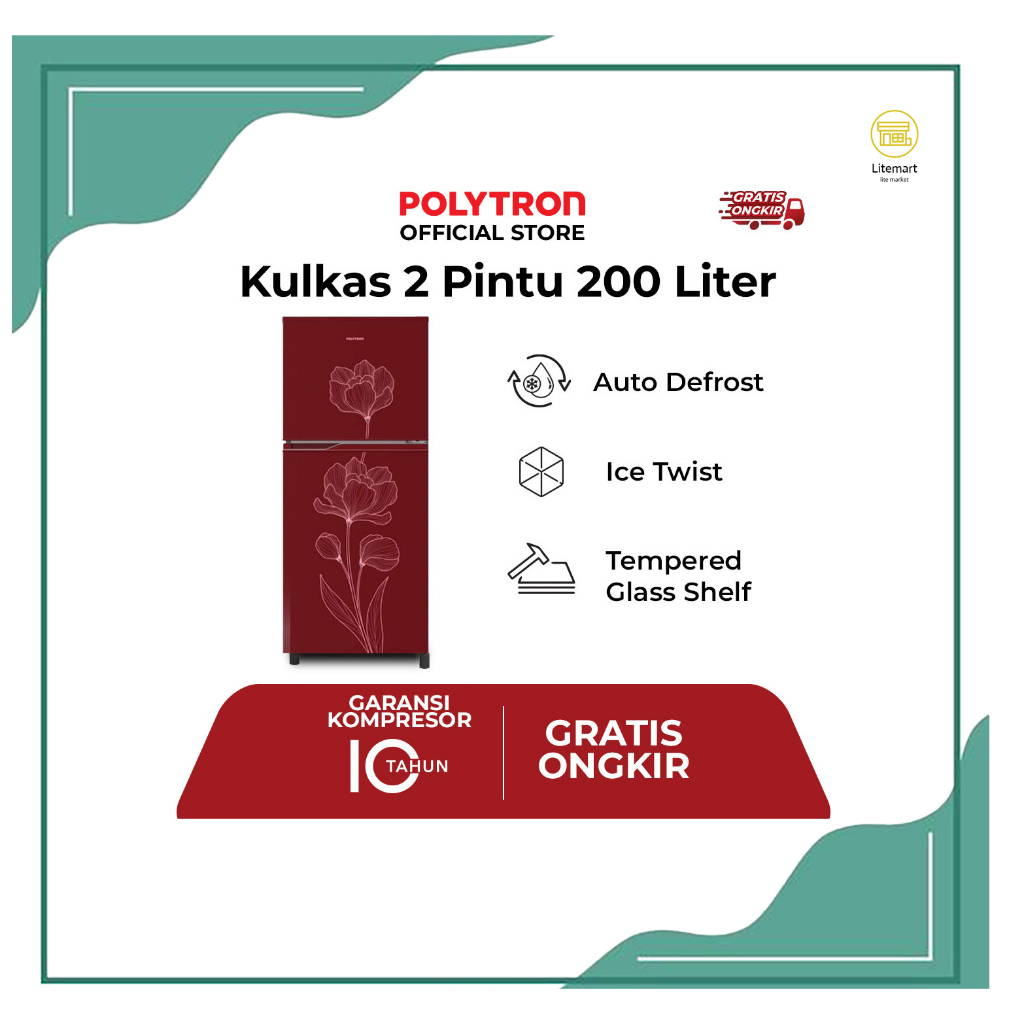 Jual POLYTRON KULKAS 2 PINTU PRB-200 R/Y | Shopee Indonesia