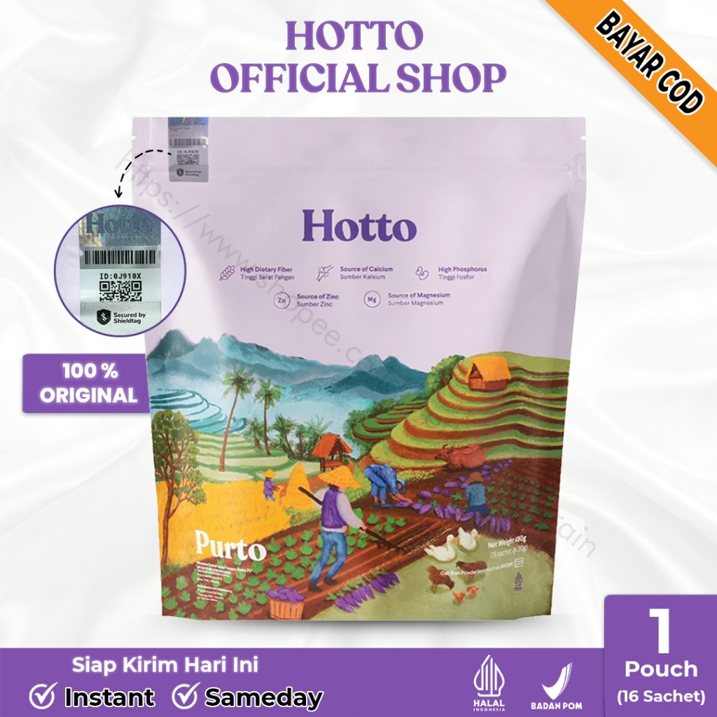 Jual HOTTO PURTO 1 POUCH 16 SACHET MINUMAN MULTIGRAIN HOTTOPURTO UBI ...