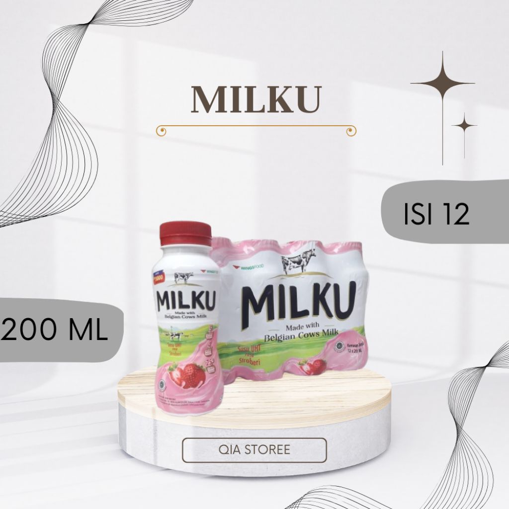 Jual MILKU SUSU STRAWBERRY UHT 200 ML (ISI 12) | Shopee Indonesia