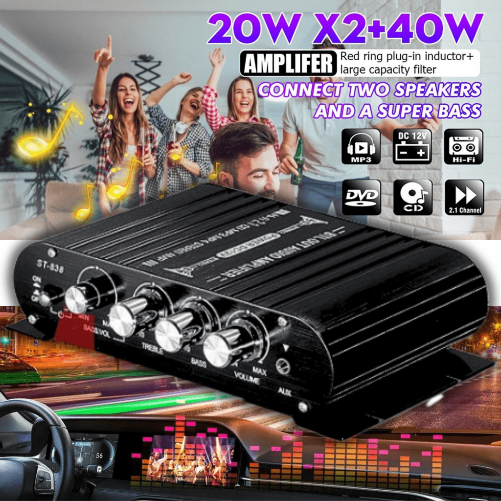 Jual LVPIN Ampli Amplifier Mobil Rumahan Mini HiFi Stereo Amplifier 12V ...