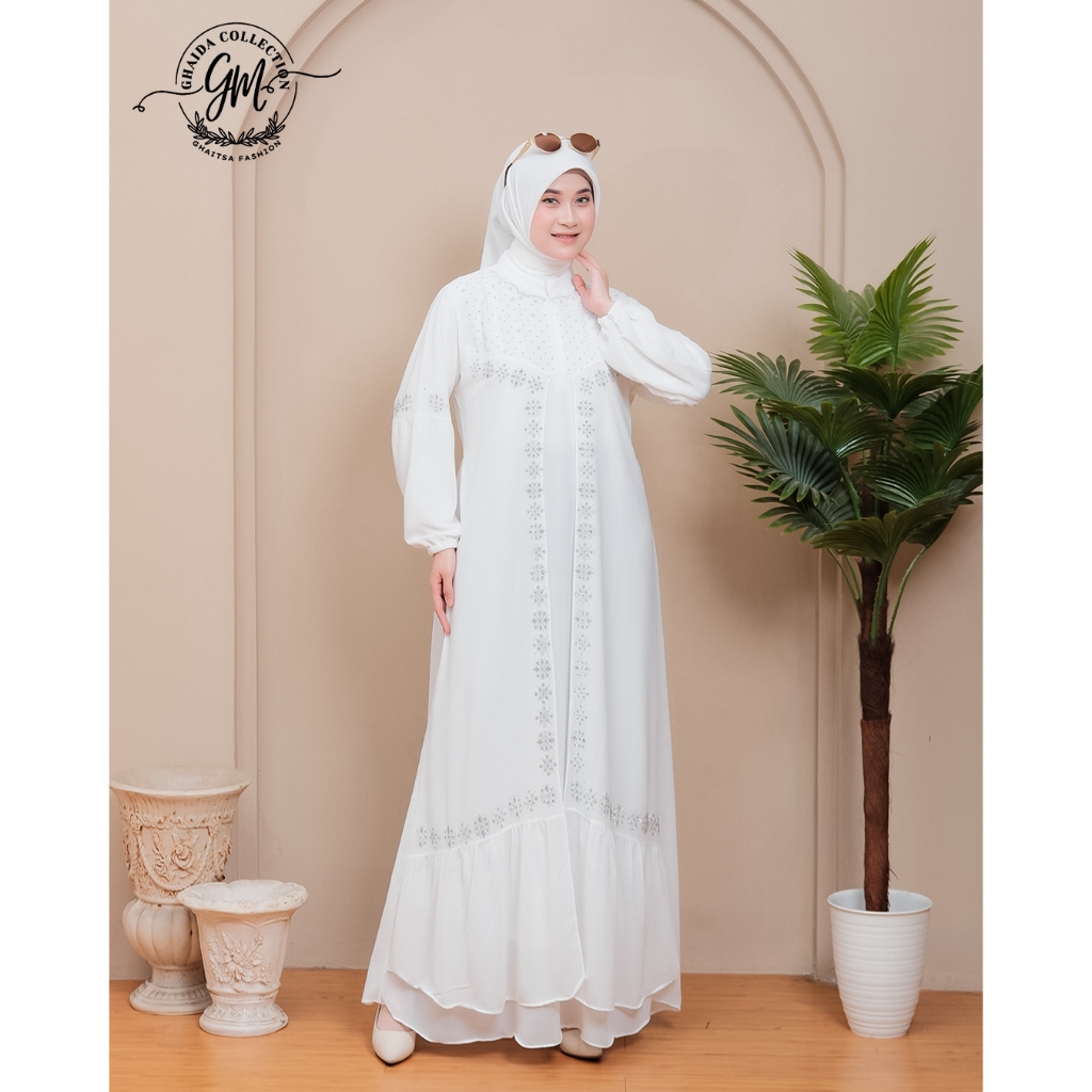 Jual GHAITSA - Gamis Undangan Haruka White Dress Ceruty Babydoll ...