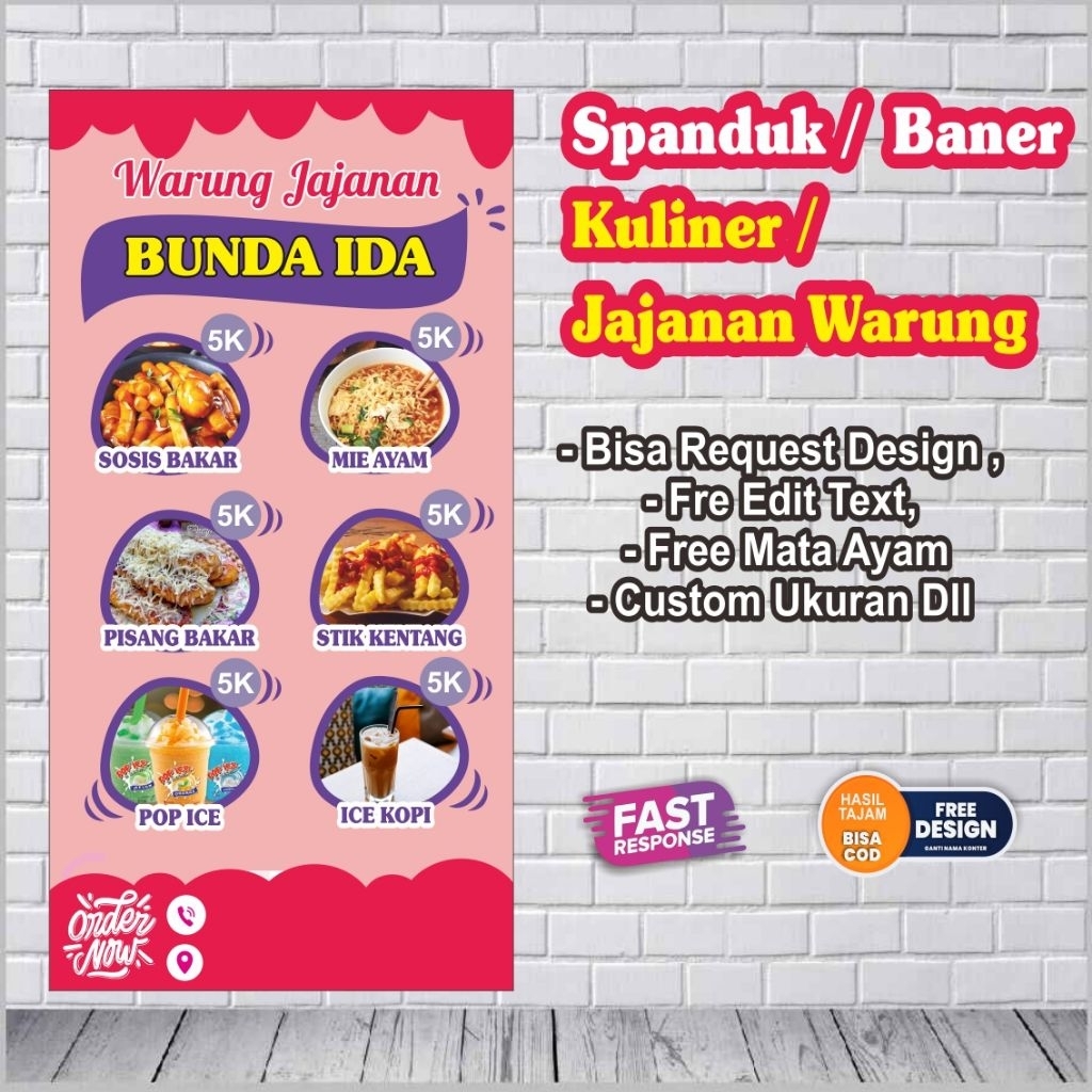 Jual Spanduk/ Baner warung jajanan, Mie Ayam ,seblak bisa custom design ...