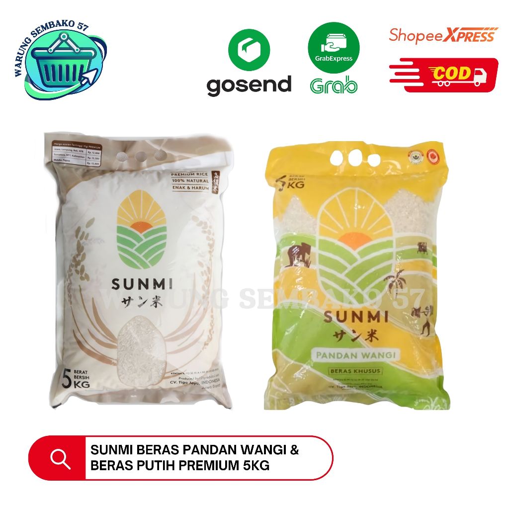 Jual Sunmi Beras Pandan Wangi & Beras Putih Premium Kemasan 5kg ...