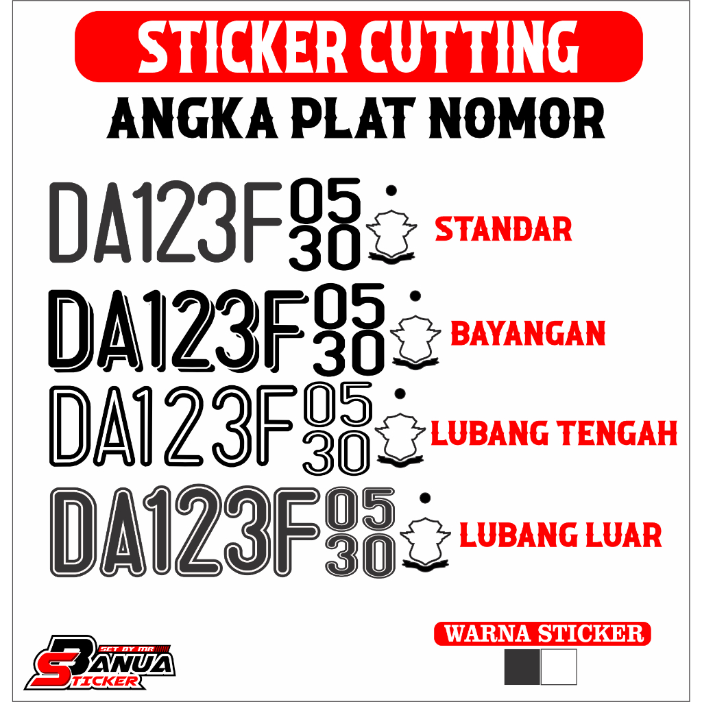 Jual Sticker Angka Plat saja sudah Depan Belakang, STICKER SAJA ...