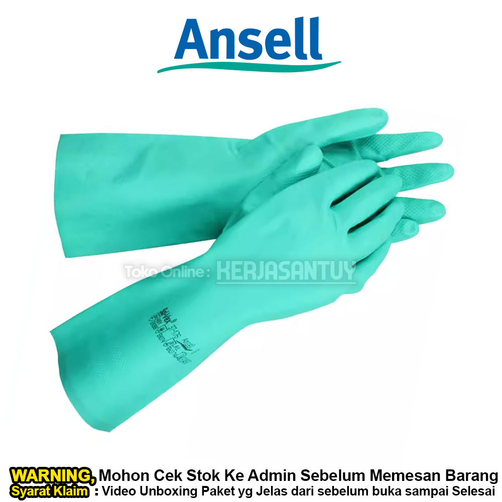 Jual Sarung Tangan Karet Lab Kimia APD Hijau ANSELL Alphatec Solvex 37 ...