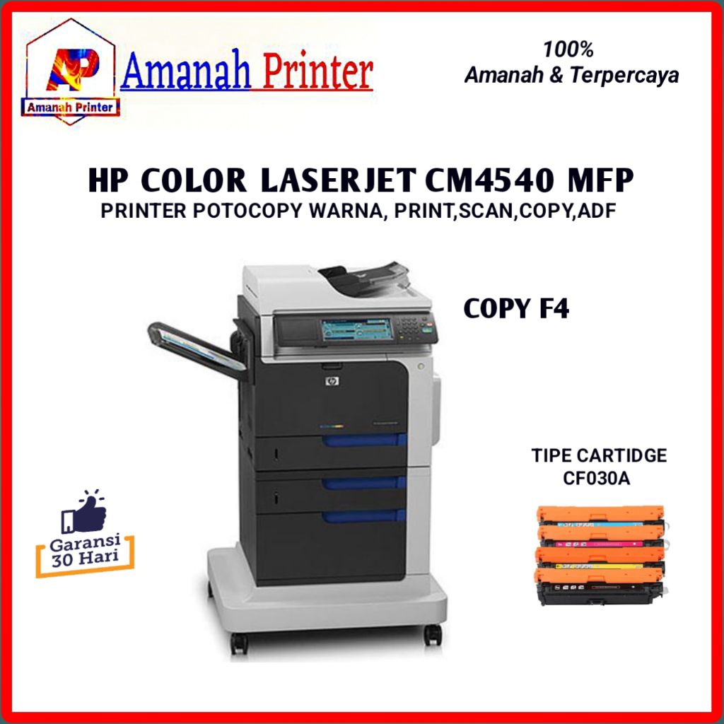 Jual Printer hp color laserjet CM4540 mfp printer potocopy Print, Scan ...
