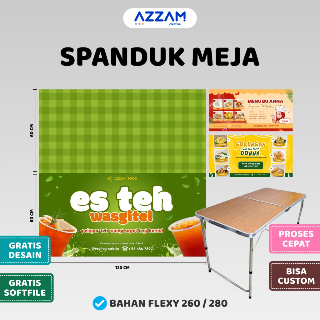 Jual SPANDUK MEJA / SPANDUK TAPLAK MEJA / CETAK SPANDUK / CETAK BANNER ...
