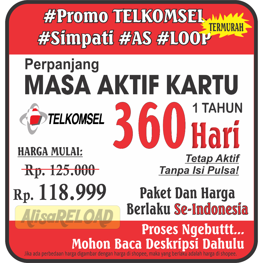 Jual PERPANJANG MASA AKTIF KARTU TELKOMSEL 1 TAHUN | Shopee Indonesia