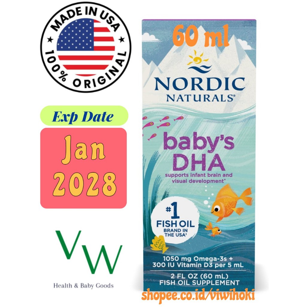 Jual Nordic Naturals Baby's DHA 2 fl oz 60 ml 1050 mg Omega-3 300 IU ...