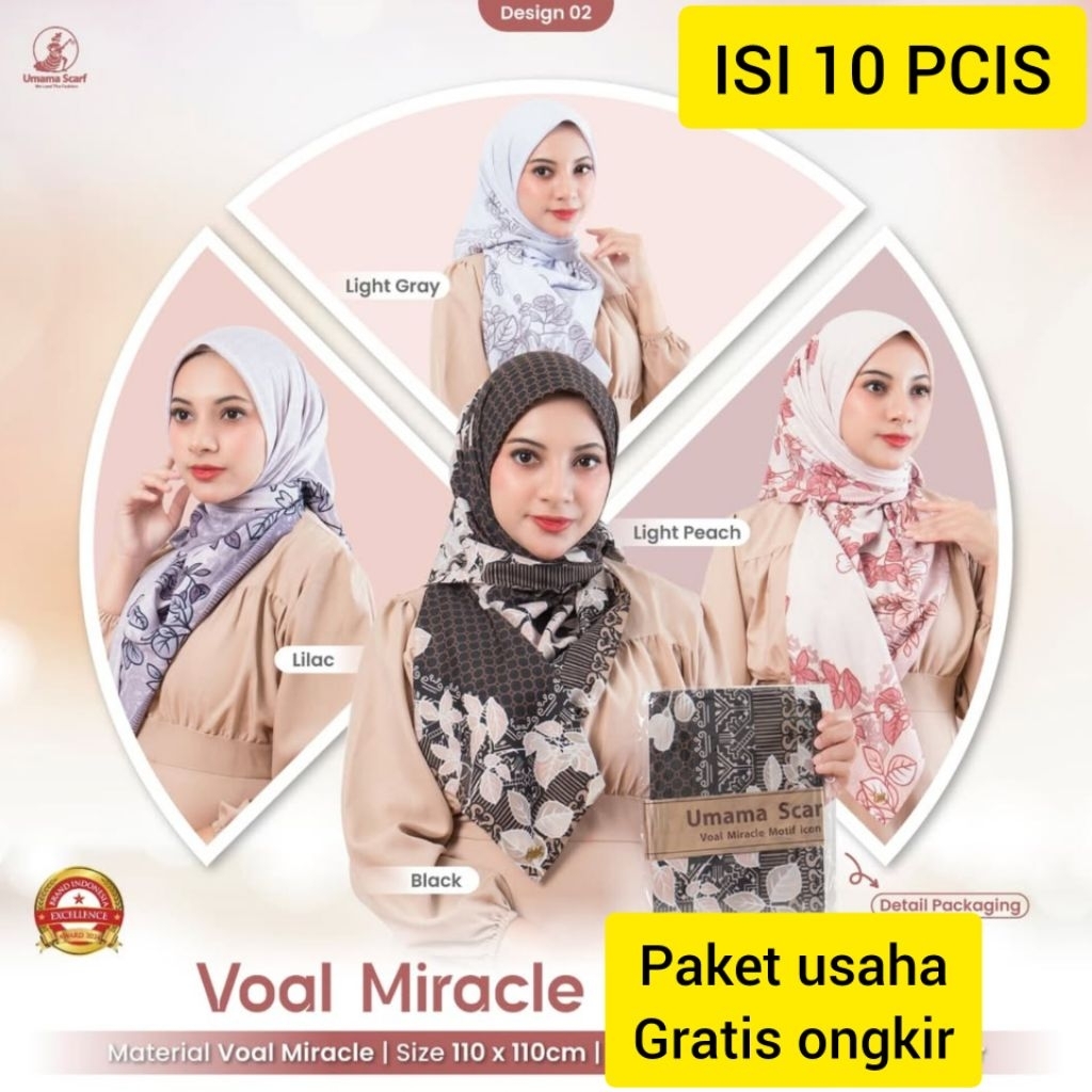 Jual ISI 10 PCS] HIAJB UMAMA VOAL MERACLE PREMIUM LGO LC MOTIF | Shopee Indonesia