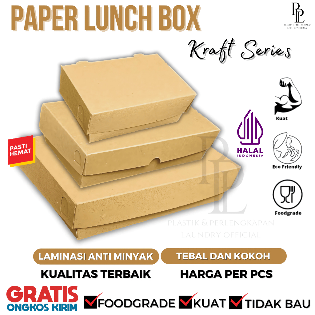 Jual Paper Lunch Box Kraft Slip Laminasi TEBAL 325gsm | Kotak Makanan ...