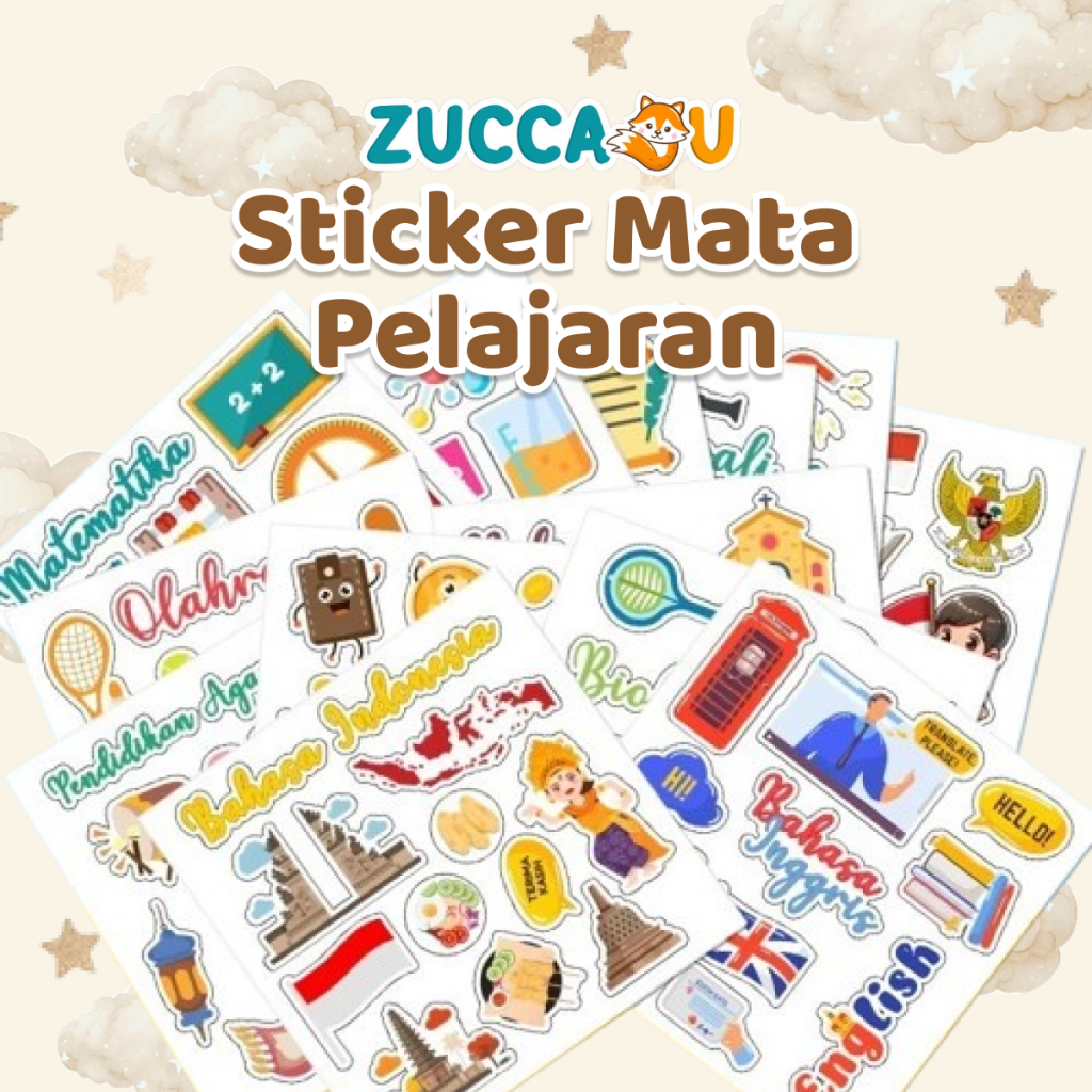 Jual Zuccaqu Sticker Mata Pelajaran PPKn Matematika Bahasa Sains ...
