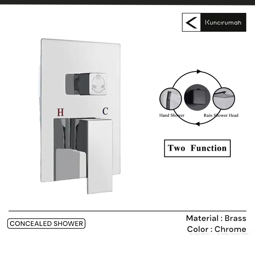 Jual Kran shower tanam kotak chrome Keran concealed shower dinding ...