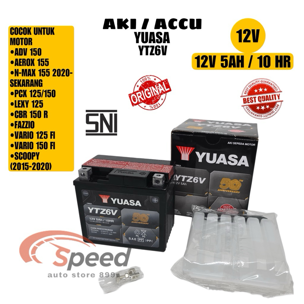 Jual AKI ACCU YUASA ORIGINAL YUASA AKI MOTOR YTZ6V ORIGINAL HONDA YAMAHA | Shopee Indonesia