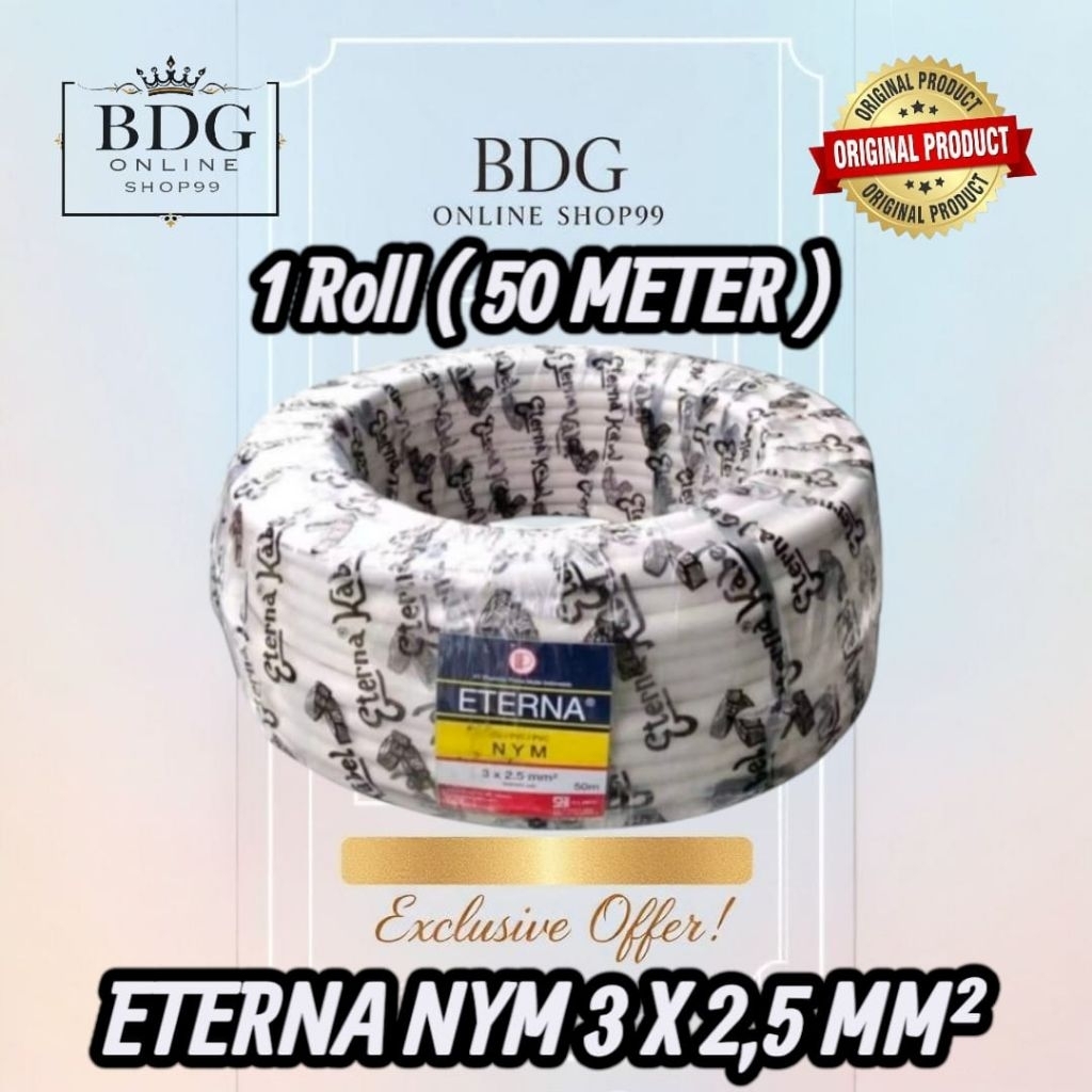 Jual KABEL ETERNA NYM 3X2,5 MM² ( 1 Roll / 50 METER) | Shopee Indonesia