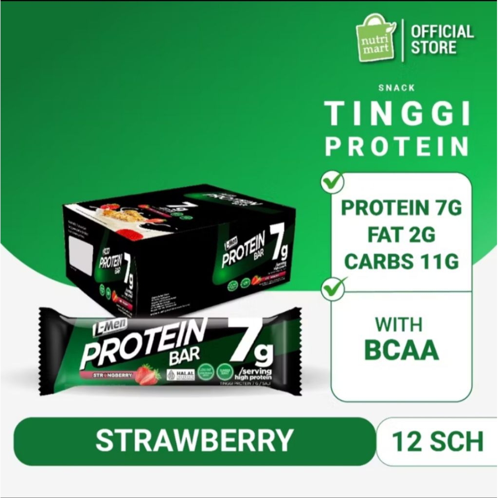 Jual L-Men Protein Bar Strongberry 12 Sachet - Snack Bar Tinggi Protein ...