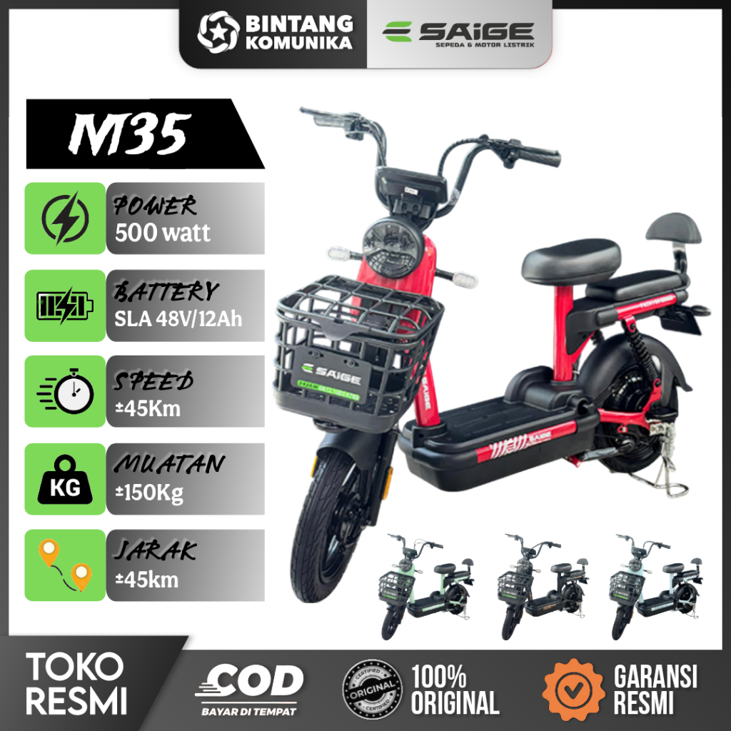 Jual SEPEDA LISTRIK SAIGE M35 500WATT WATERPROOF | Shopee Indonesia