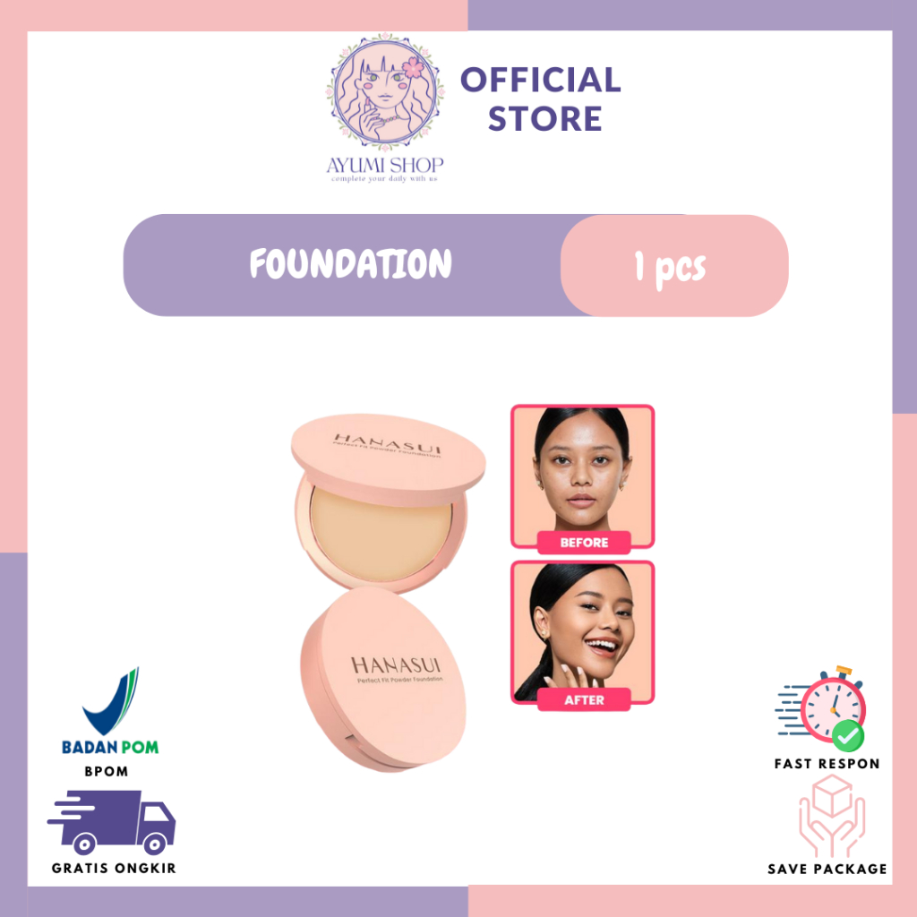 Jual AYUMI Hanasui Perfect Fit Powder Foundation | Shopee Indonesia