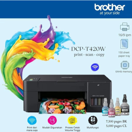 Jual PRINTER MULTIFUNGSI WIFI A4 BROTHER DCP T-420W INK TANK SUDAH ...