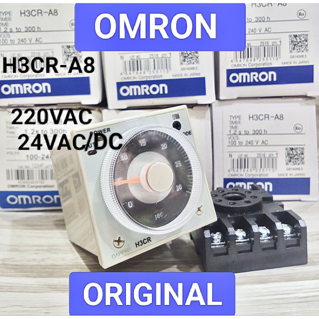 Jual timer Omron H3CR-A8 24-240vac set socket/timer Omron original h3cr ...