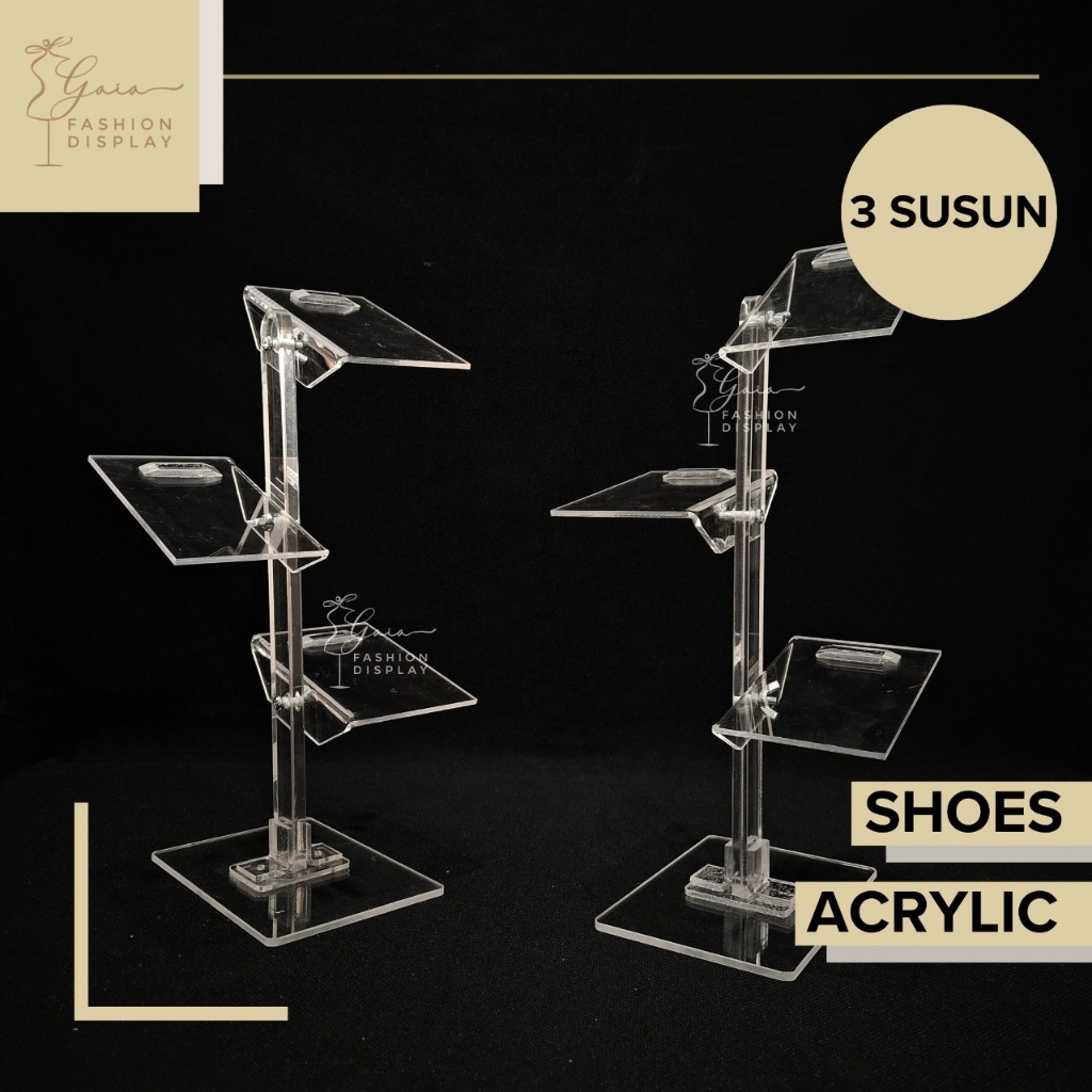 Jual Akrilik Sepatu 3 Susun/Display Sepatu Pajangan/Stand Akrilik ...