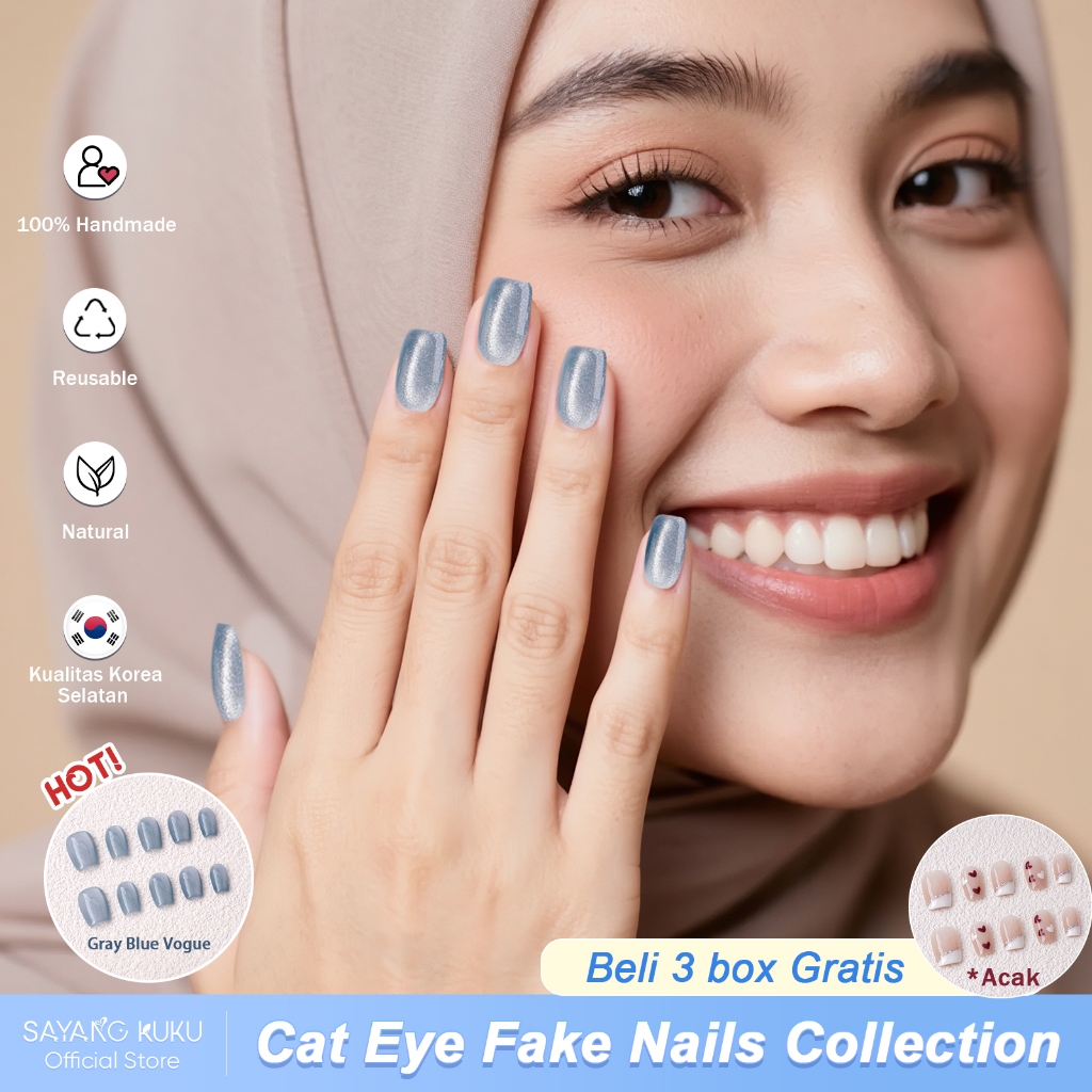 Jual [Beli 3 dapat 7] Sayang Kuku x Miniso 3D Kuku Palsu Cat Eye ...