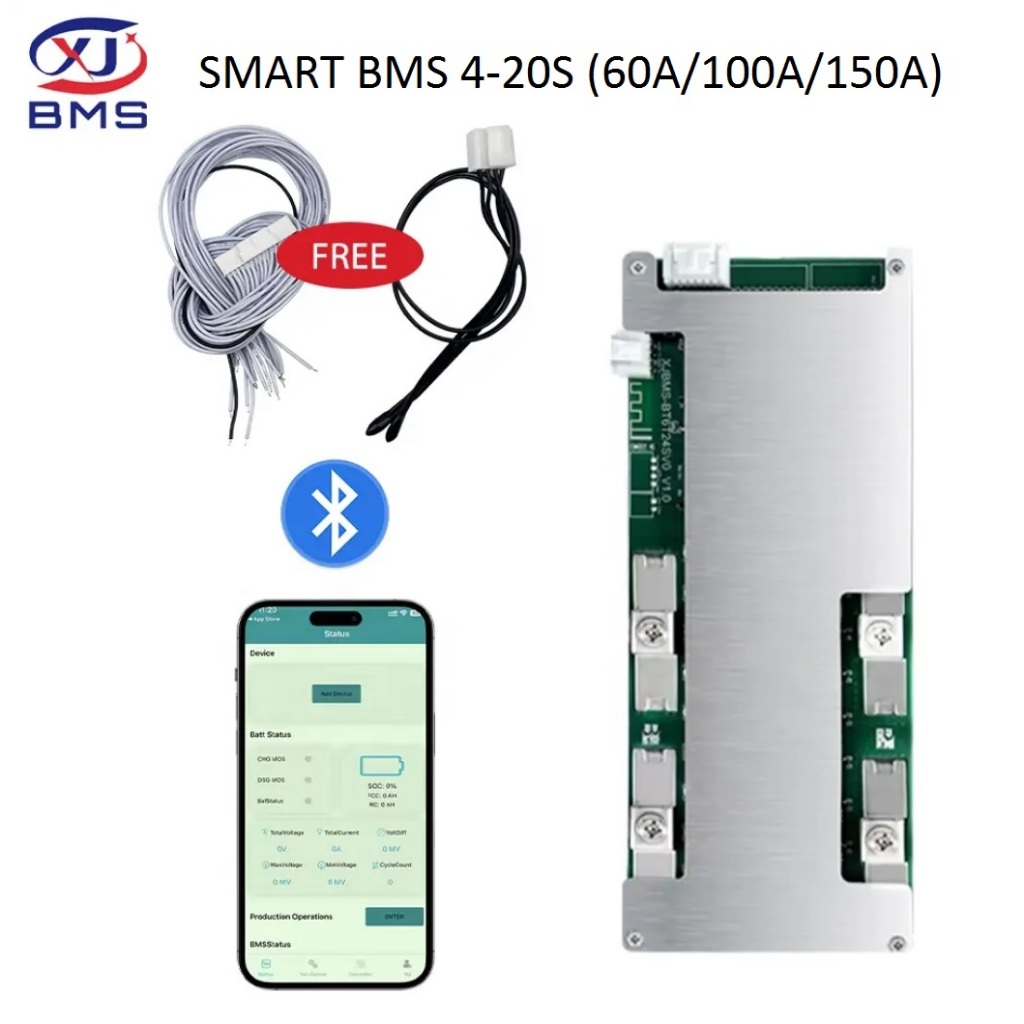 Jual XJ BMS Bluetooth Smart BMS dengan balancer untuk LifePo4 battery, Lithium Ion Baterai 4S 8S ...