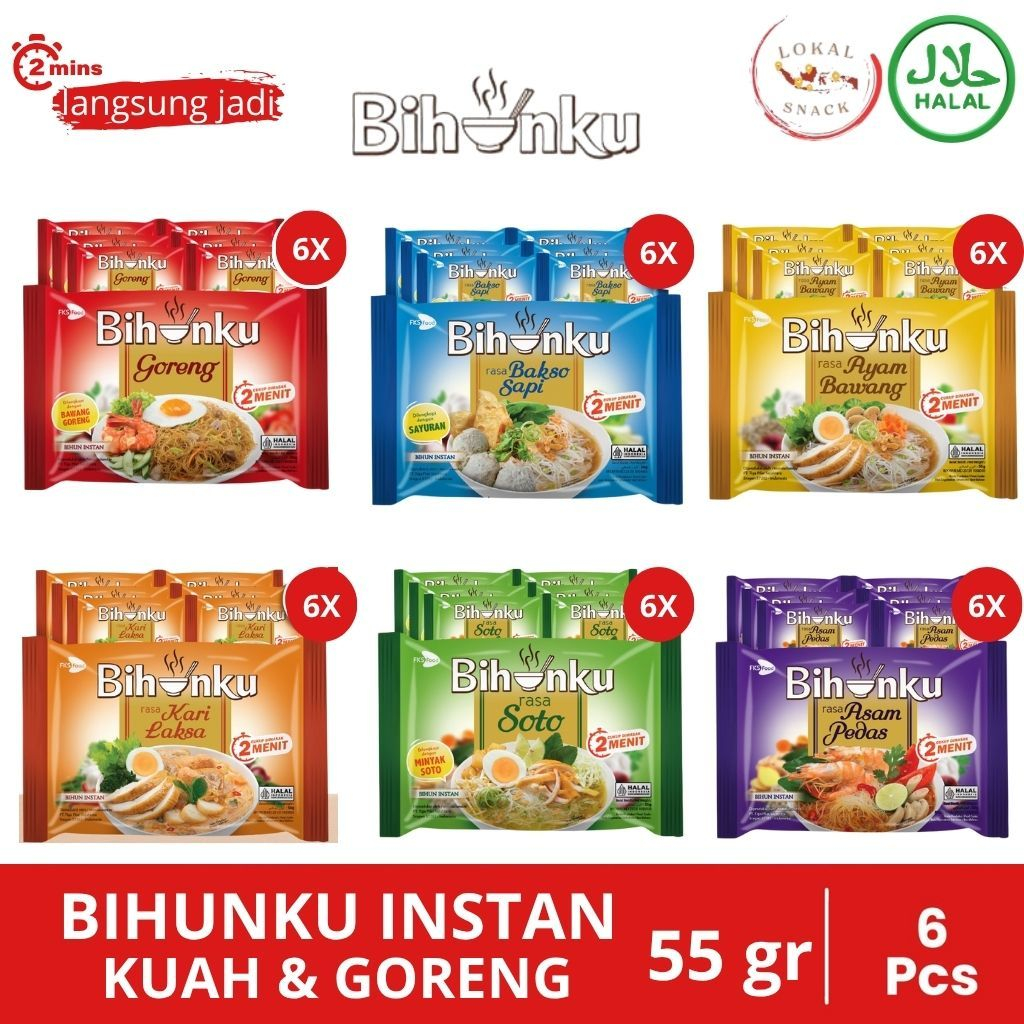 Jual Bihunku Bihun instan - all varian kuah & goreng - paket 6pcs x ...