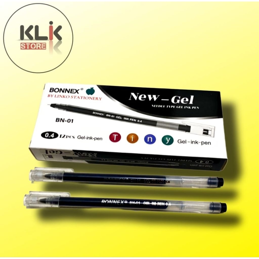Jual (Pack / 12pcs) Pulpen New Gel Bonnex 0.4mm Tinta Hitam / Bolpen ...