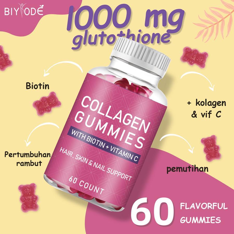 Jual BIYODE Collagen Gummies with Gluta Biotin Vitamin C Hair Skin Nail ...
