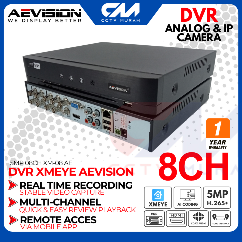 Jual Decorder DVR XMEYE 8CH SUPPORT Up To 5MP Support Audio | Shopee ...